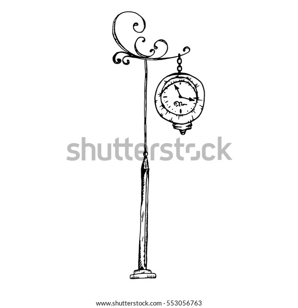 Vintage Street Clock Old Street Clock Stock Vector (Royalty Free) 553056763