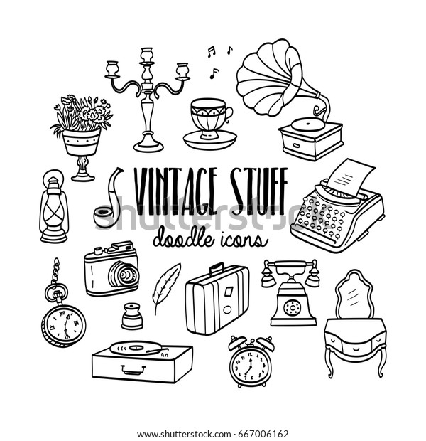 Vintage Stuff Illustration Hand Drawn Doodle Stock Vector (Royalty Free ...