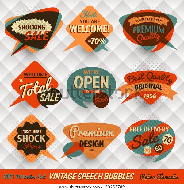 Vintage Style Speech Bubbles Cards Stock Vector (Royalty Free ...
