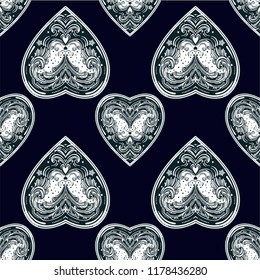 Vintage Style Vector Heart Seamless Pattern Stock Vector (Royalty Free ...