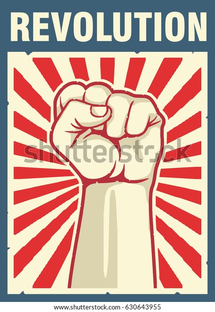 Vintage Style Vector Revolution Posterfist Hand Stock Vector (Royalty ...