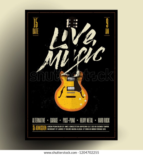 Vintage Styled Retro Live Rock Music: vetor stock (livre de direitos ...