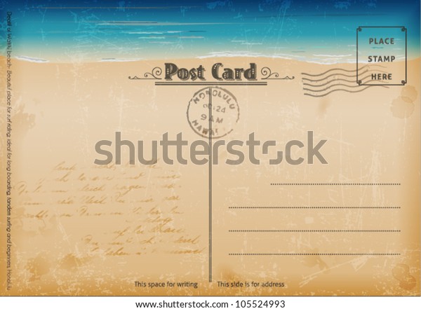 Vintage Summer Postcard Vector Illustration Stock Vector (Royalty Free ...