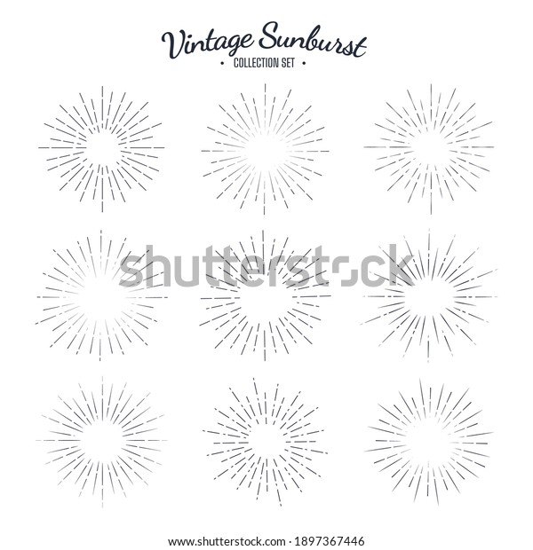Vintage Sunburst Vector Collection Set Retro Stock Vector (Royalty Free ...