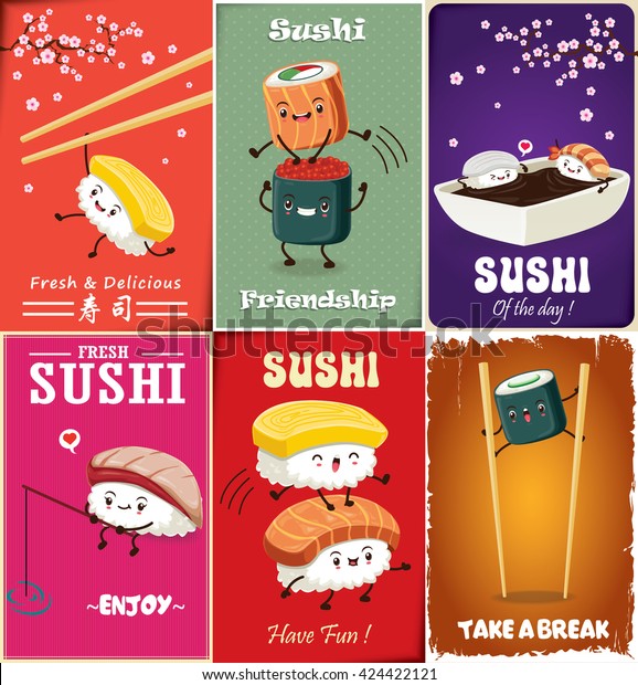 Vintage Sushi Poster Design Vector Sushi Stock Vector (Royalty Free ...