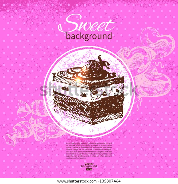 Vintage Sweet Background Hand Drawn Illustration Stock Vector (Royalty ...
