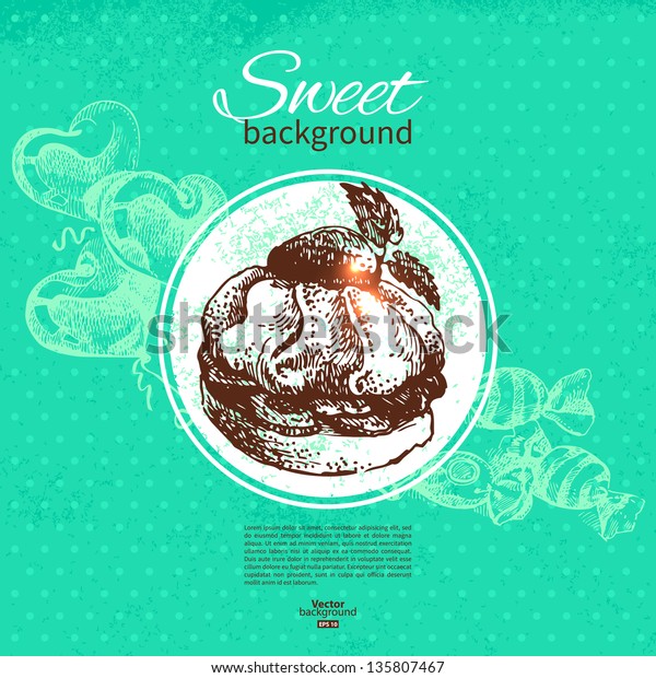 Vintage Sweet Background Hand Drawn Illustration Stock Vector (Royalty ...