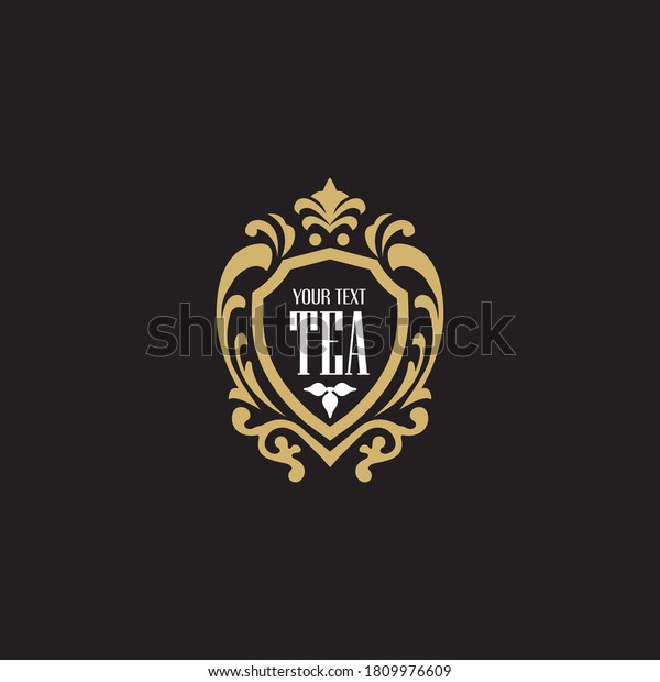 Vintage Tea Logo Black Background Stock Vector (Royalty Free ...