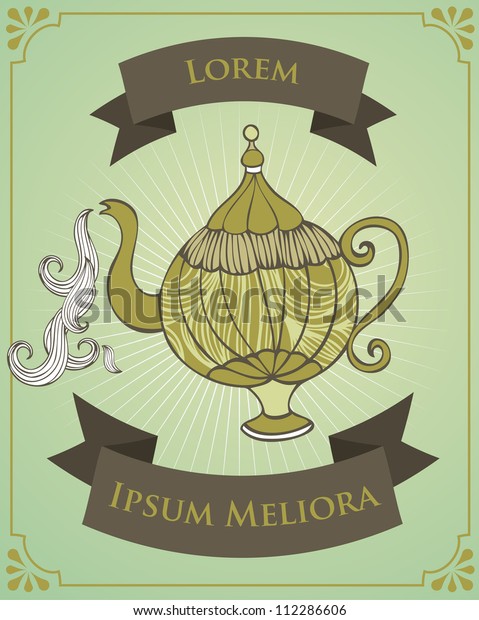 Vintage Teapot Poster Template Vectorillustration Stock Vector (Royalty ...