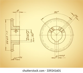 Vintage Technical Drawing Vector Illustration Stock Vector (Royalty ...
