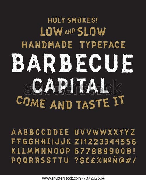 Vintage Textured Original Typeface Barbecue Capital Stock Vector ...