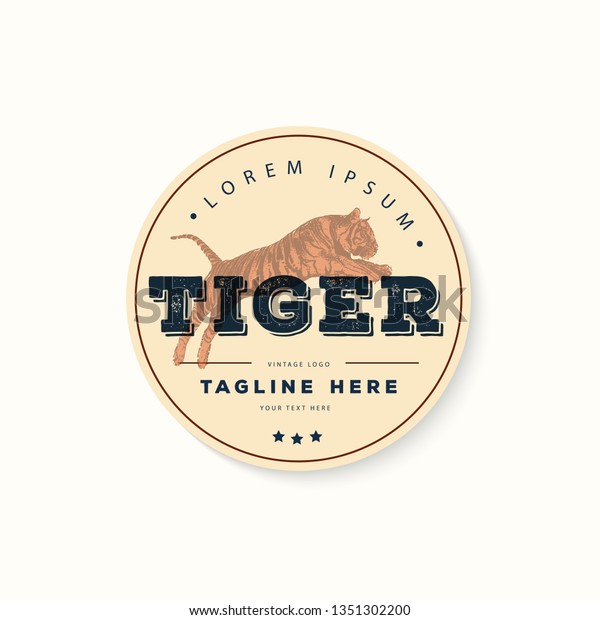 Vintage Tiger jumping logo design inspirations - vector
