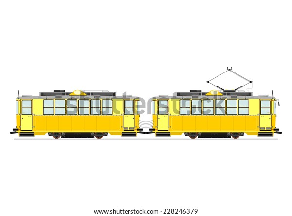 Vintage Tram Vector Illustration Without Gradients Stock Vector ...