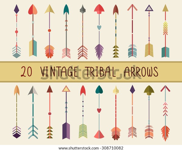 Vintage Tribal Arrows Vector Set Stock Vector (Royalty Free) 308710082