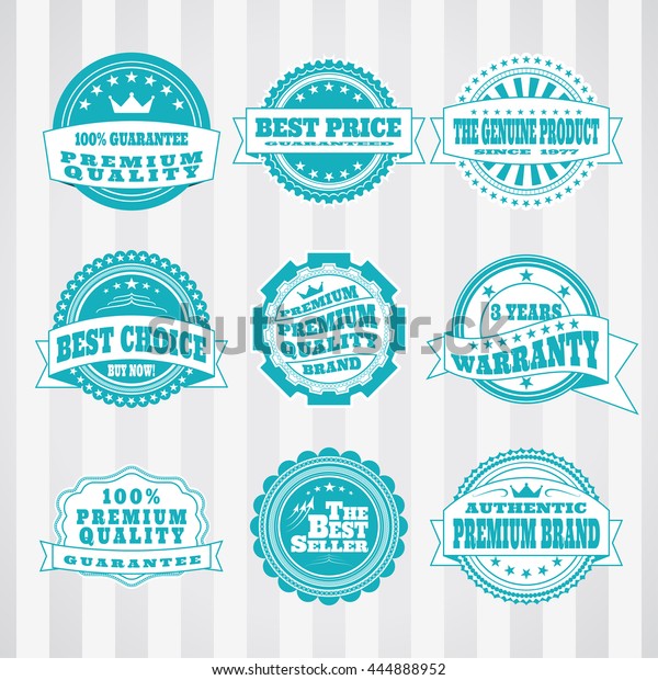 Vintage Turquoise White Labels Vector Set Stock Vector (Royalty Free ...