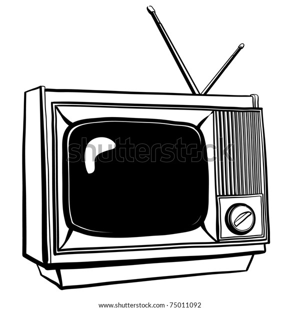 Vintage Tv Sketch Old Tv Stock Vector (Royalty Free) 75011092
