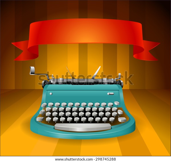Vintage Typewriter Red Banner On Top: เวกเตอร์สต็อก (ปลอดค่าลิขสิทธิ์ ...