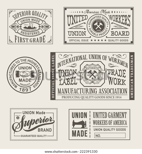 Vintage Union Manufacturing Labels Stock Vector (Royalty Free) 222391330