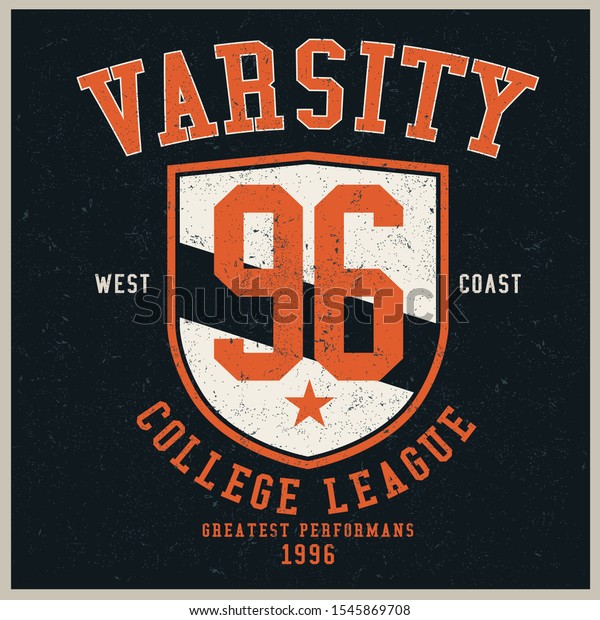 Vintage Varsity Vector Graphics Grunge Background Stok Vektör (Telifsiz ...