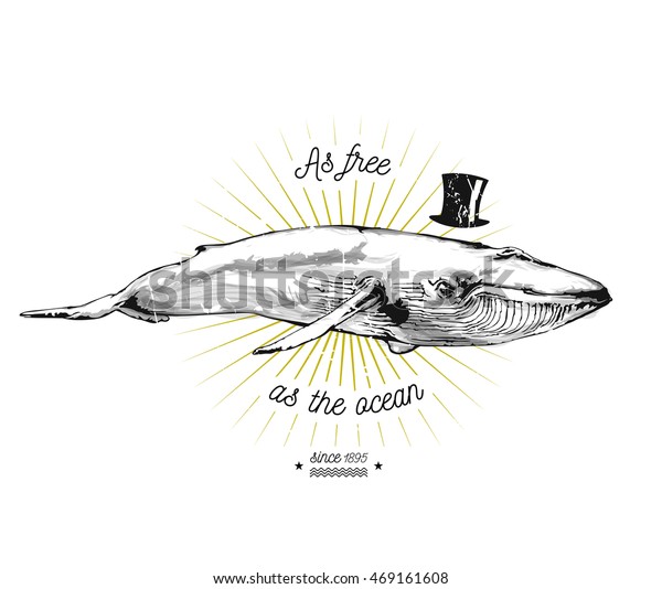 Vintage Vector Label Whale Lettering Stock Vector (Royalty Free ...