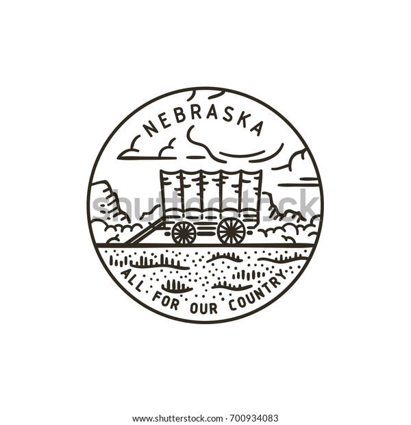 Vintage Vector Round Label Nebraska Wagon Stock Vector (Royalty Free ...