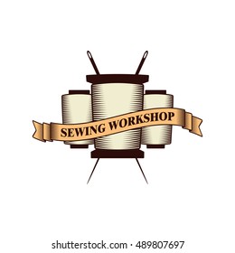Vintage Vector Sewing Logo Retro Style Stock Vector (Royalty Free ...