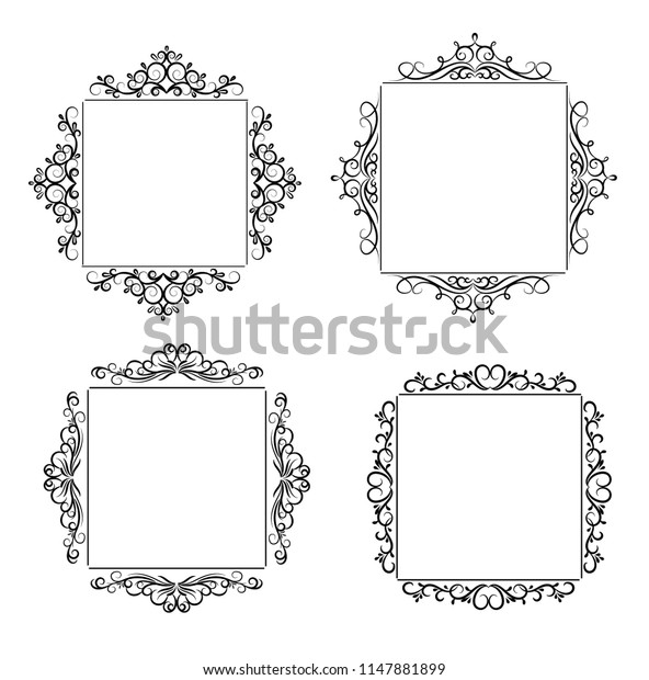 Vintage Vector Swirl Frame Set Stock Vector (Royalty Free) 1147881899 ...