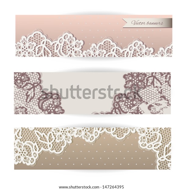 Vintage Vector Web Banners Lace Design Stock Vector (Royalty Free ...