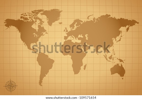 Vintage Vector World Map Illustration Stock Vector (Royalty Free ...