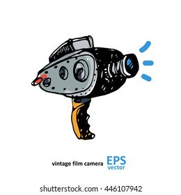 Vintage Video Camera Drawing On White Stock Vector (Royalty Free ...