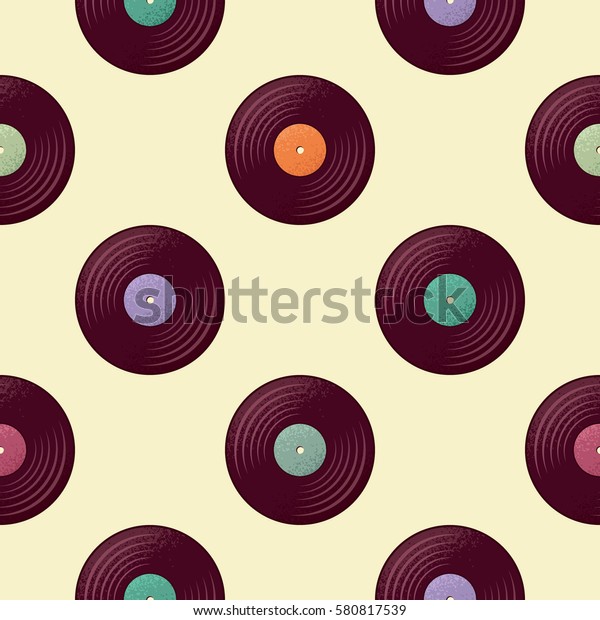 Vintage Vinyl Records Seamless Pattern Retro Stock Vector (Royalty Free ...