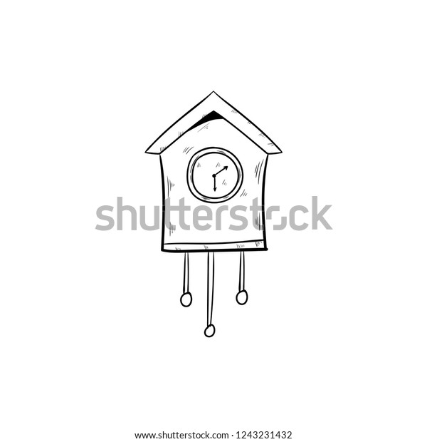 Vintage Wall Clock Doodle Stock Vector (Royalty Free) 1243231432 ...