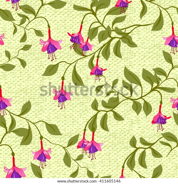 Vintage Wallpaper Seamless Pattern Fuchsia Flower Stock Vector (Royalty ...