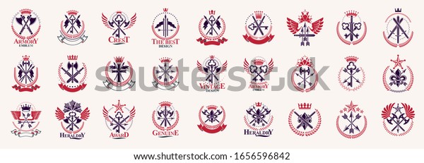 Vintage Weapon Vector Logos Emblems Heraldic Stock Vector (Royalty Free ...