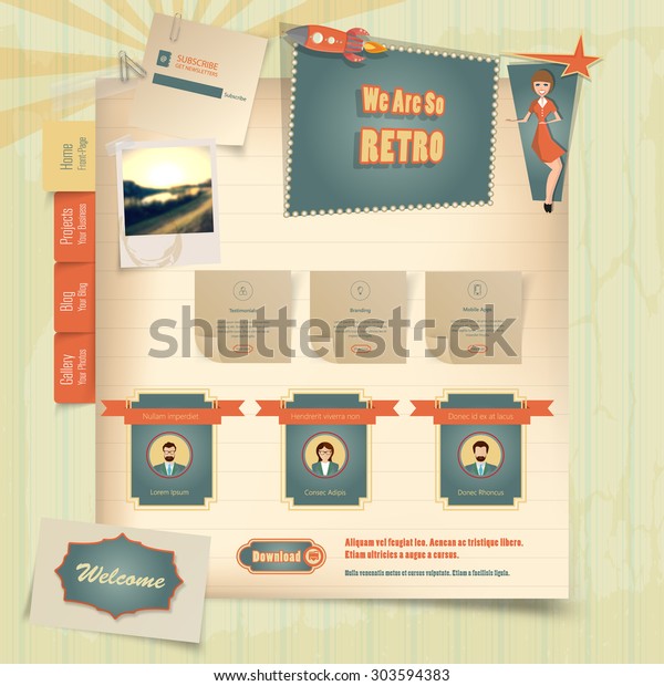 Vintage Website Elements Template Design Stock Vector (Royalty Free ...