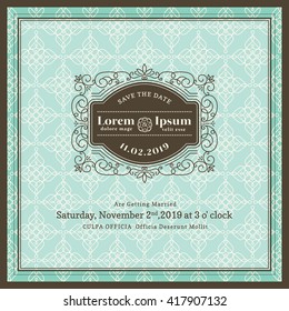 Vintage Wedding Invitation Border Frame Template Stock Vector (Royalty ...