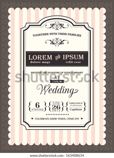 Vintage Wedding Invitation Border Frame Template Stock Vector (Royalty ...