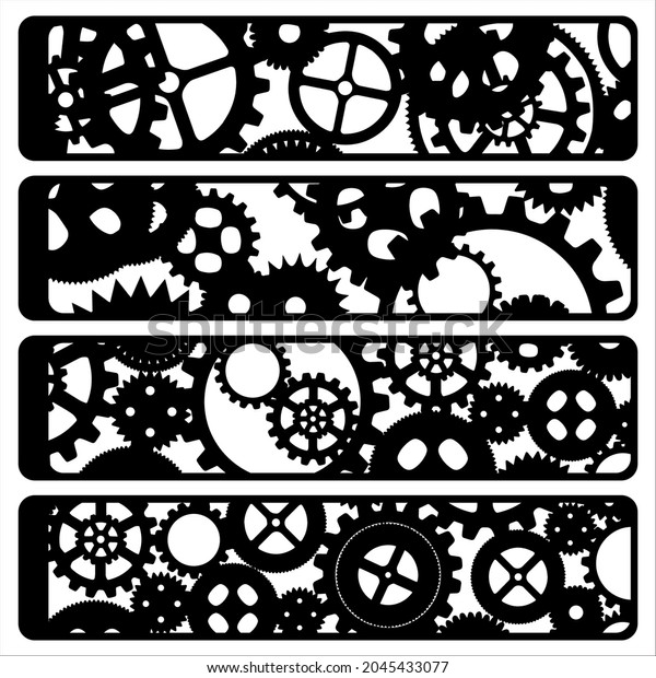 Vintage Wheels Mechanical Machine Bookmarks Set Stock Vector (Royalty ...