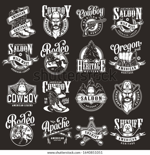 Vintage Wild West Labels Set Cowboy Stock Vector (Royalty Free ...