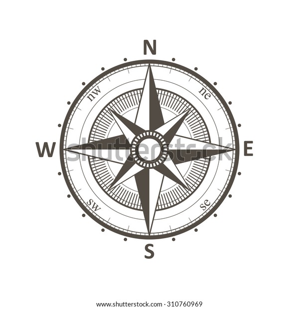 Vintage Wind Rose Isolated Vector Illustration Stock Vector (Royalty ...