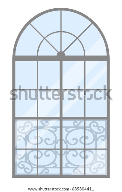 Vintage Window Flat Design Illustration 스톡 벡터(로열티 프리) 685804411