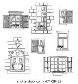 Old Window Vector Illustration Cartoon Style 스톡 벡터(로열티 프리) 184408706 ...