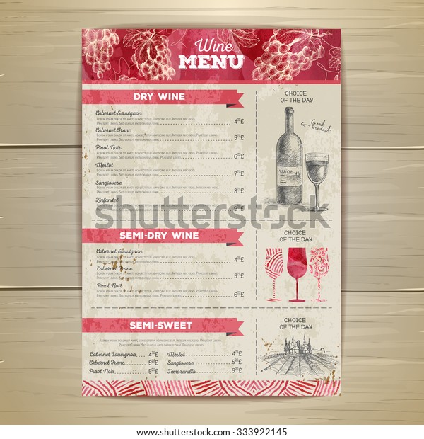 Vintage Wine Menu Design Document Template Stock Vector (Royalty Free ...