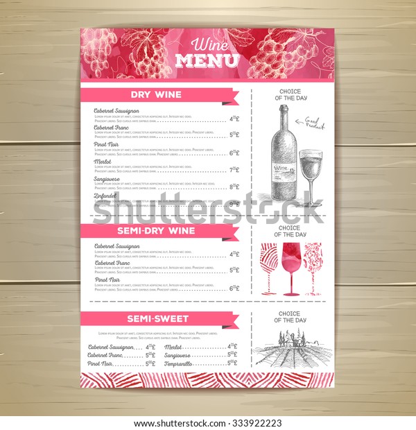 Vintage Wine Menu Design Document Template Stock Vector (Royalty Free ...