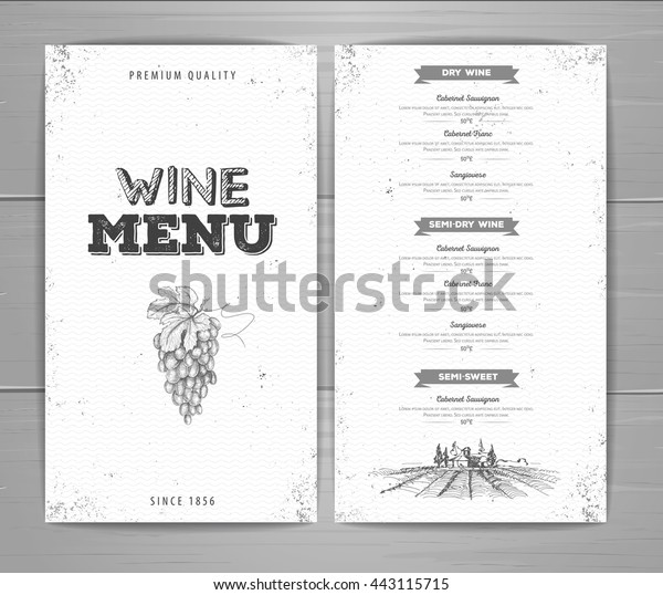 Vintage Wine Menu Design Document Template Stock Vector (Royalty Free ...