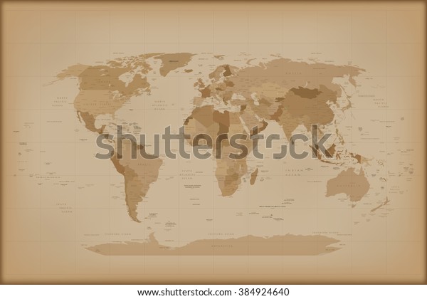 Vintage World Map Vector Illustration Isolated Stock Vector (Royalty ...