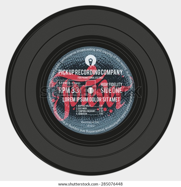 Vektor Stok Vinyl Record Colourful Label Design Important (Tanpa ...