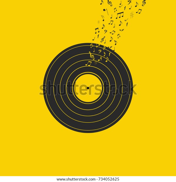 Vinyl Record Notes Music Symbols On Stock Vector (Royalty Free ...
