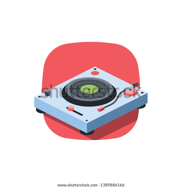Vinyl Record Player Isometric Illustrate Icon Stock Vector (Royalty ...