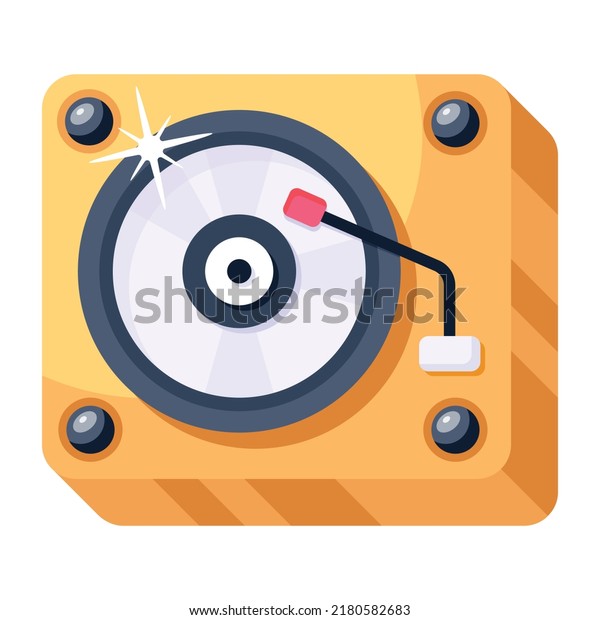 Vinyl Record Retro Music Device Flat Stock Vector (Royalty Free ...